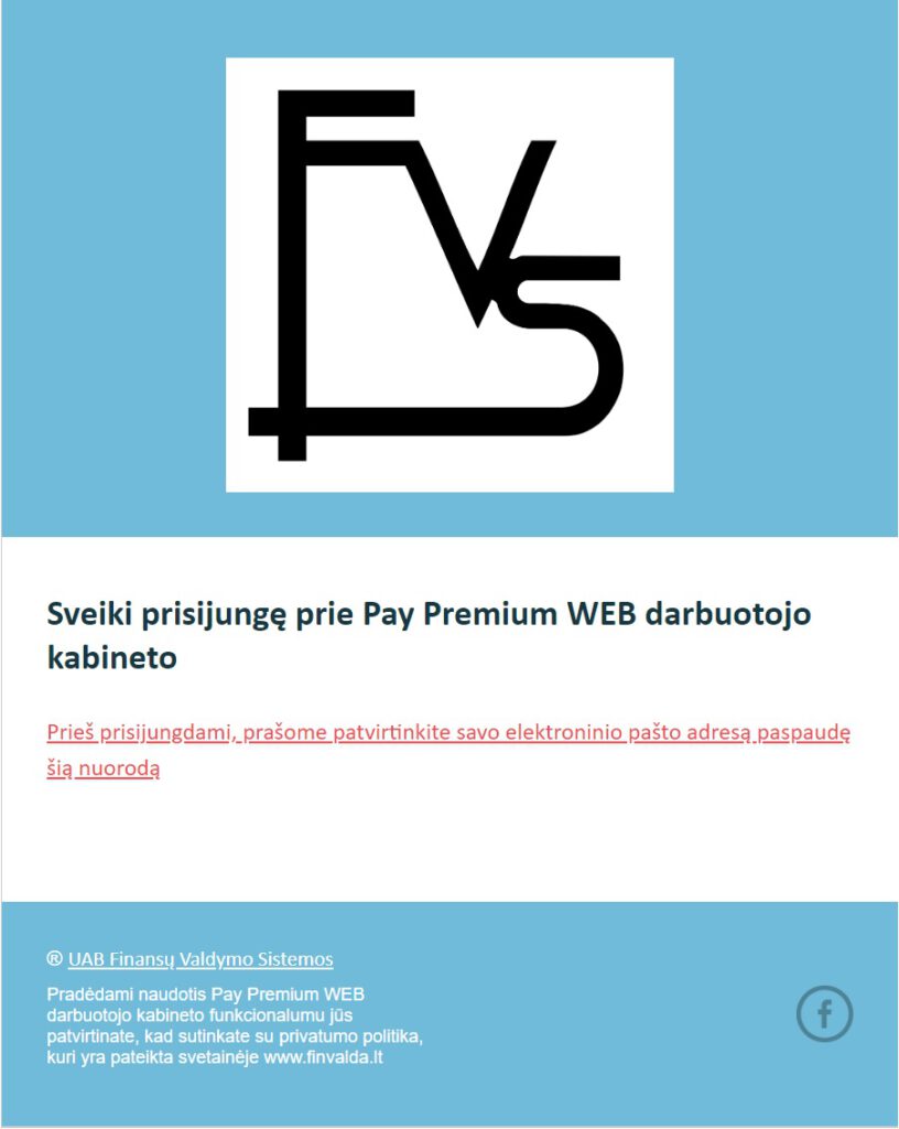 Pay Premium WEB darbuotojo kabinetas | Finvalda